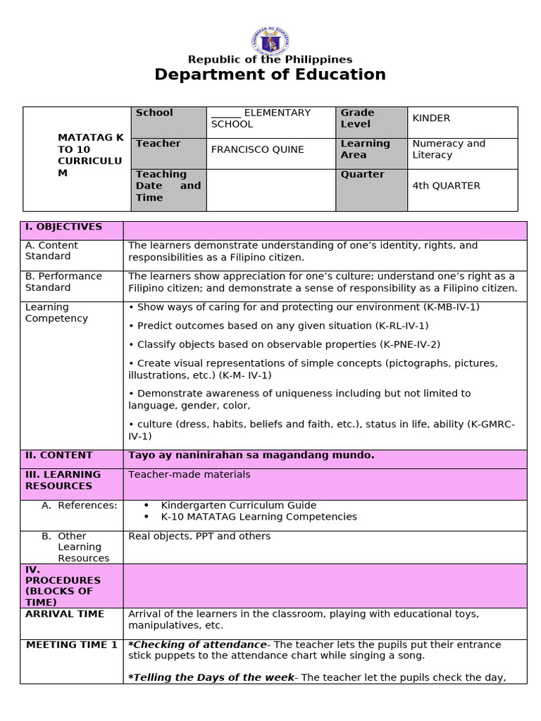 Kinder-Matatag-Lesson-Plan-WITH INDICATORS AND ANNOTATIONS | PDF ... Kinder-Matatag-Lesson-Plan-WITH INDICATORS AND ANNOTATIONS | PDF ...