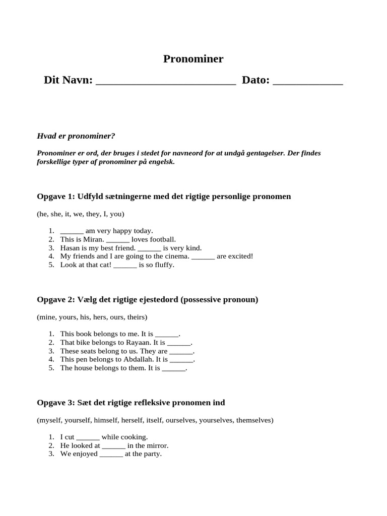 Pronominer ark | PDF