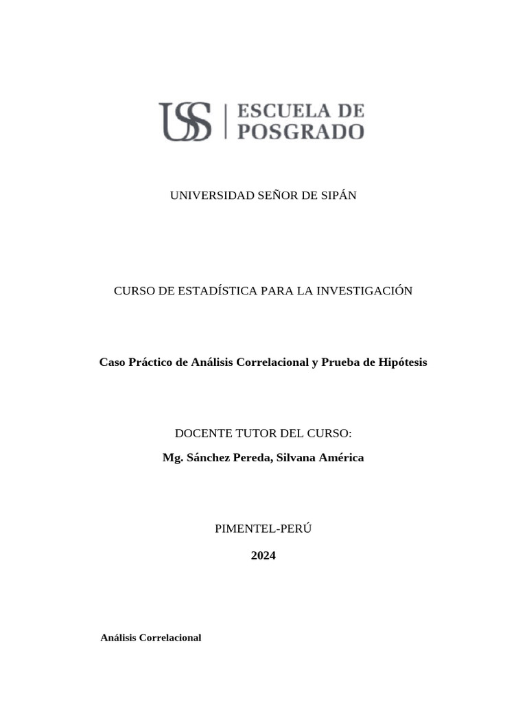 Caso Practico Tema 5 - B - Correlación | PDF | Método científico | Análisis de los datos