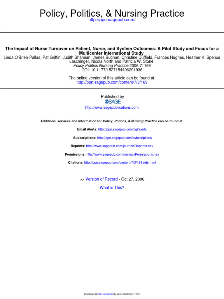 The Impact of Nurse Turnover On Patient | PDF | Turnover (Employment ...