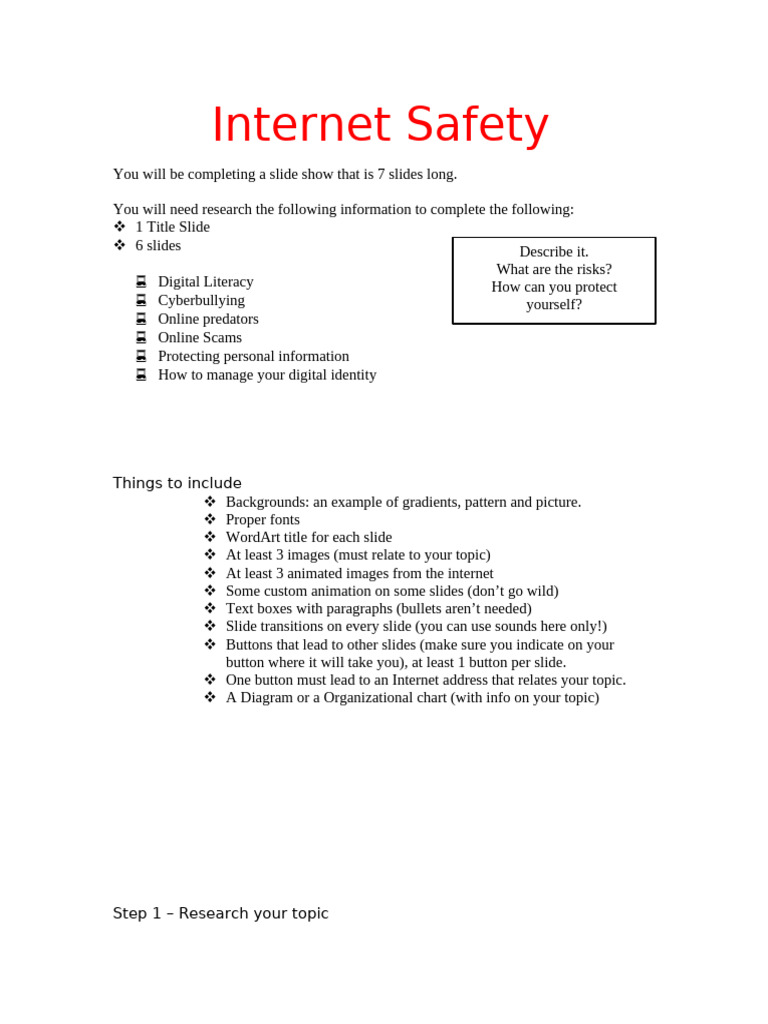 Internet Safety PPT 1 | PDF | Bullying | Cyberbullying