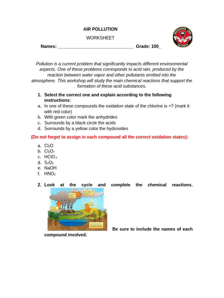Air Pollution Activity | PDF