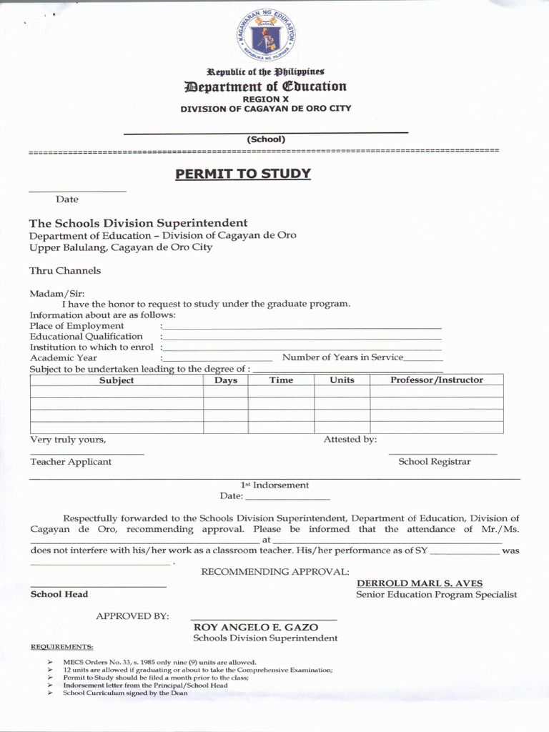 Permit To Study 2023 | PDF