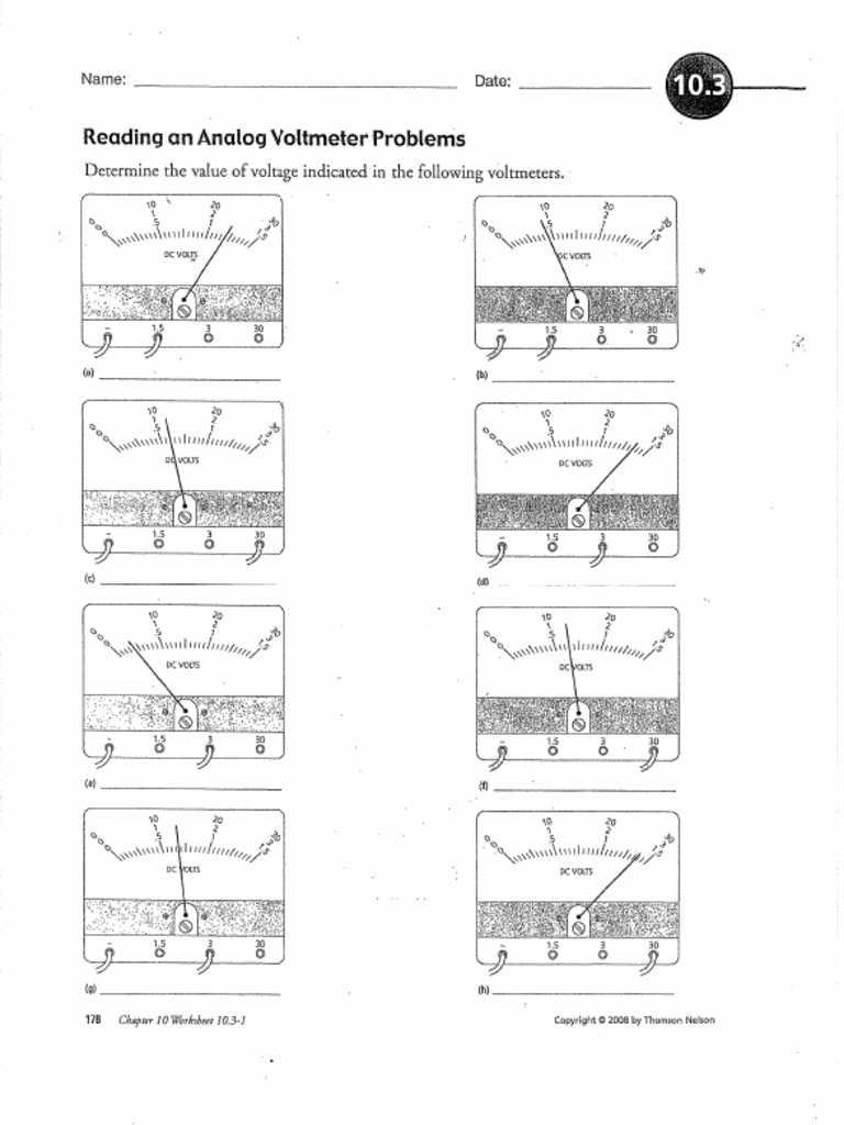 Voltmeter and Ammeter Worksheet | PDF