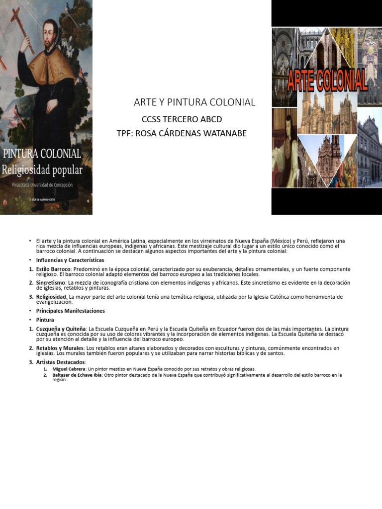 Características del Arte Colonial | PDF | Nueva españa | Pinturas