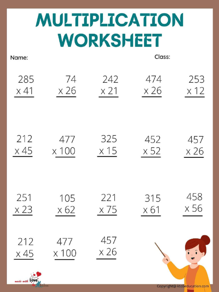 Long Multiplication Worksheets With Answers | PDF