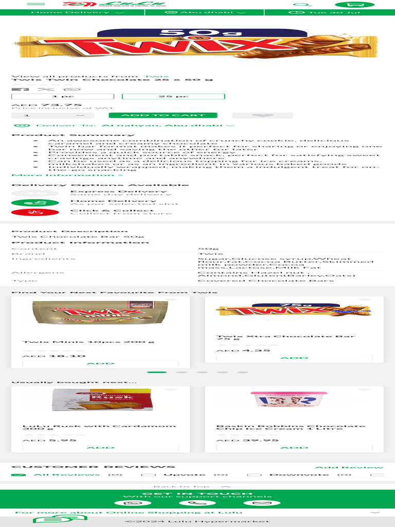 Twix Twin Chocolate 25 X 50 G Online at Best Price Covrd Choco - Bars ...