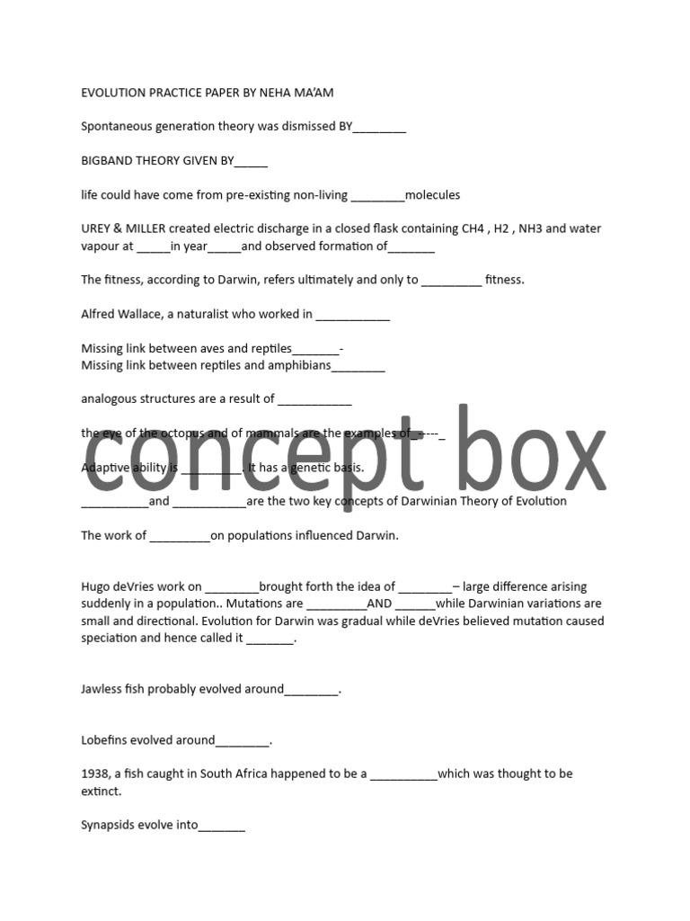 Evolution Practice Paper by Neha Ma | PDF