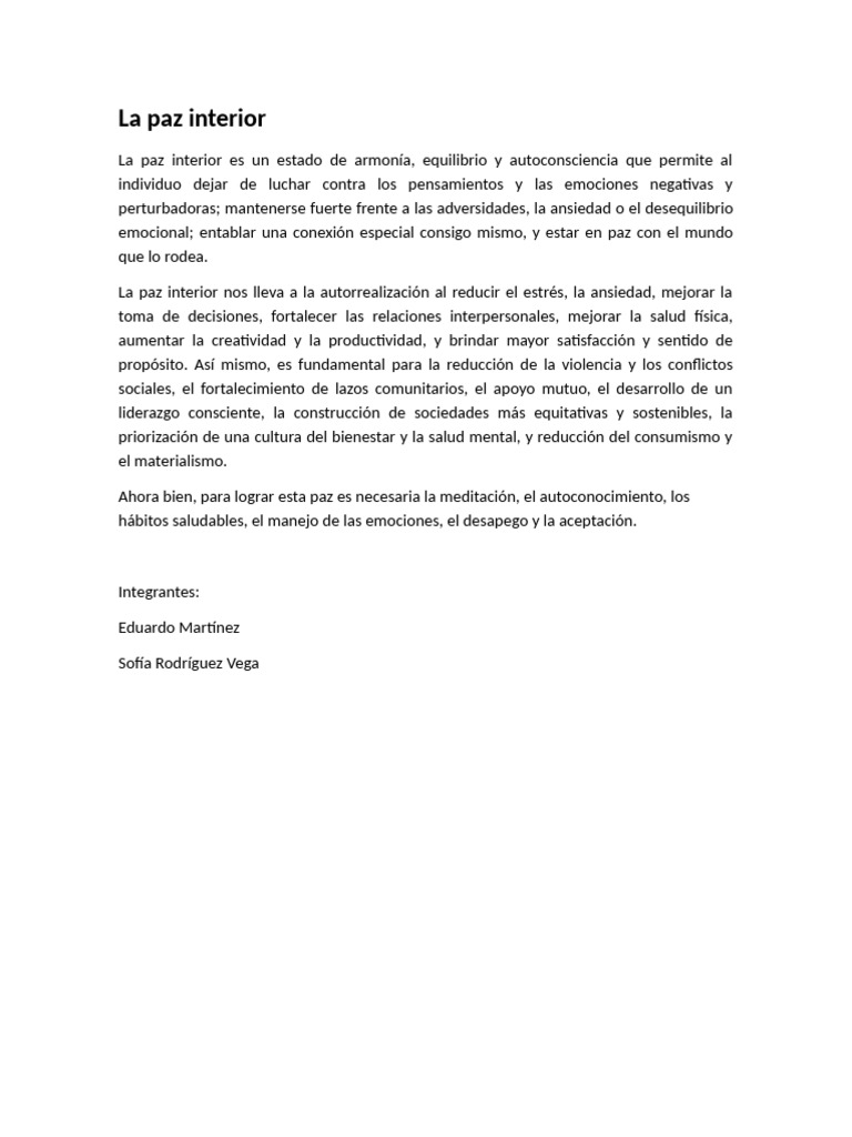 La Paz Interior | PDF