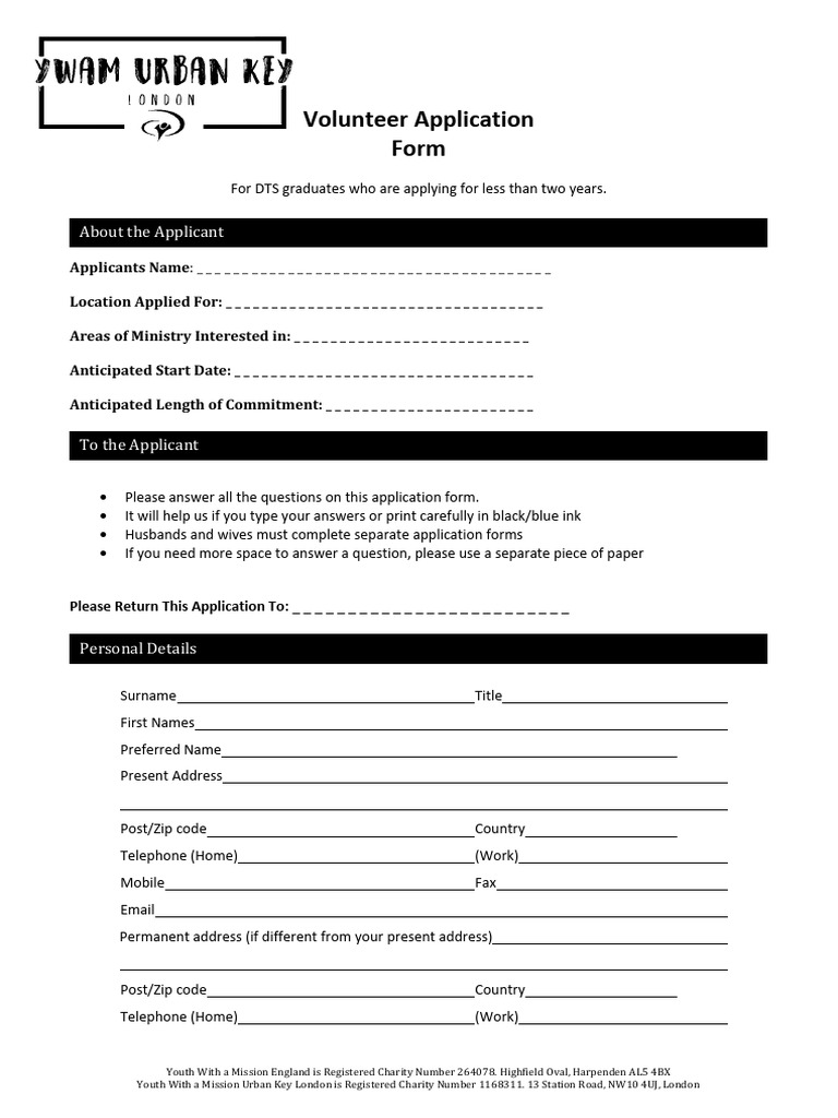 Volunteer Application Form | PDF | Justice | Crime & Violence