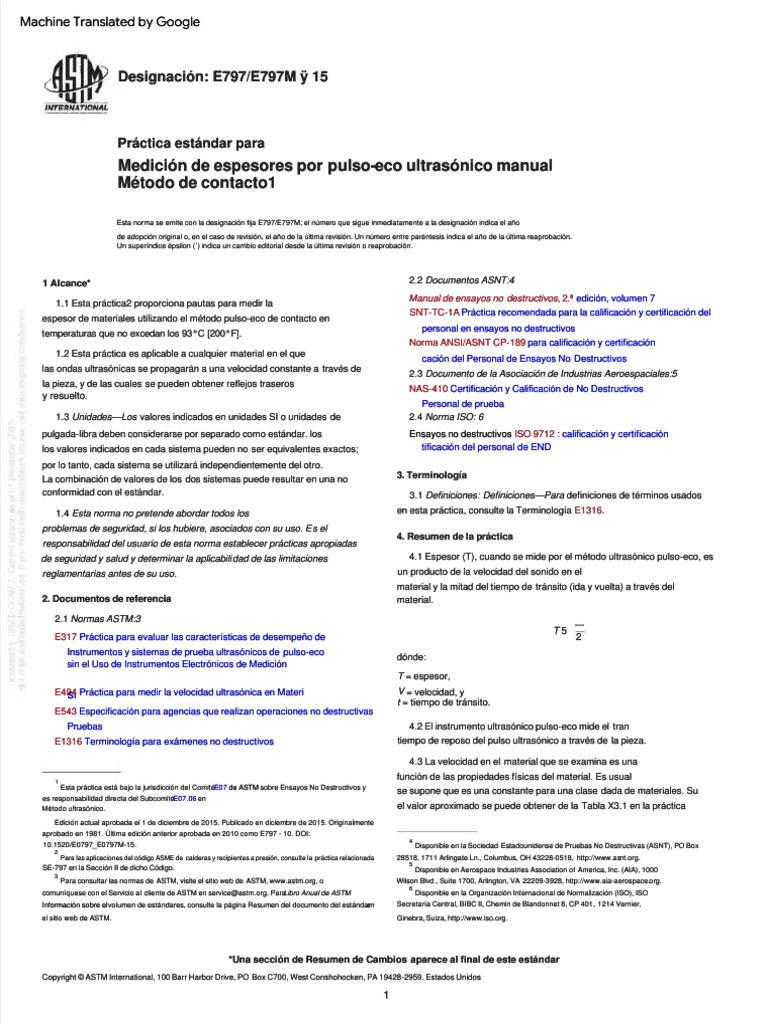 Astm E797 15 Medicion de Espesores Por Pulso Eco | PDF | Medición ...