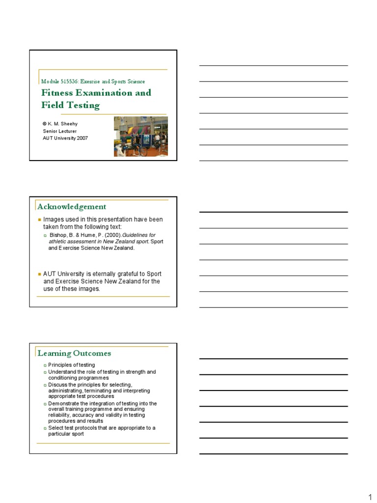 Lecture 4 Fitness Examination & Field Testing | PDF | Physical Fitness ...