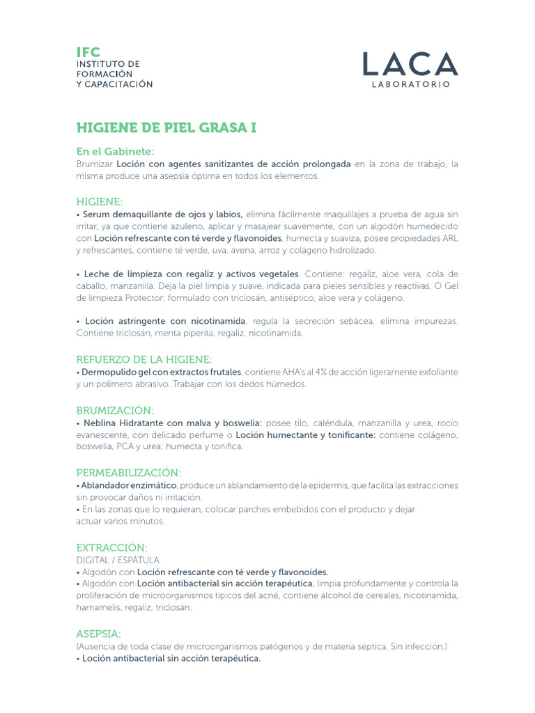Protocolo - Higiene de La Piel Grasa I | PDF