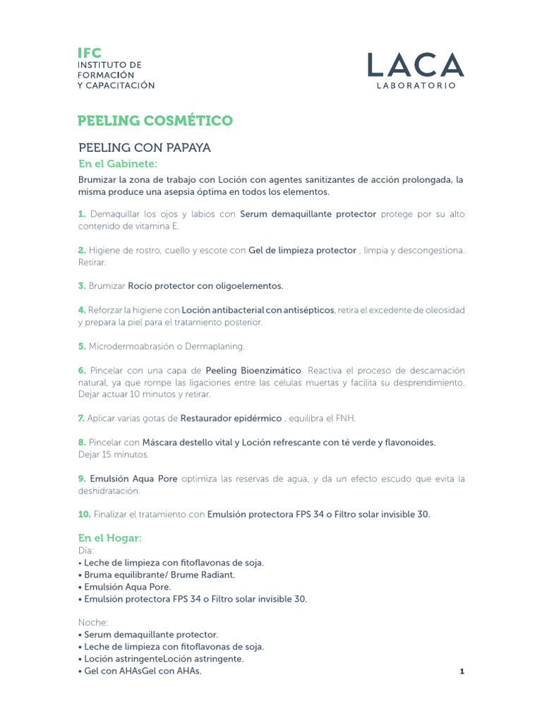 Protocolo Peeling Cosmetico | PDF | Productos cosméticos