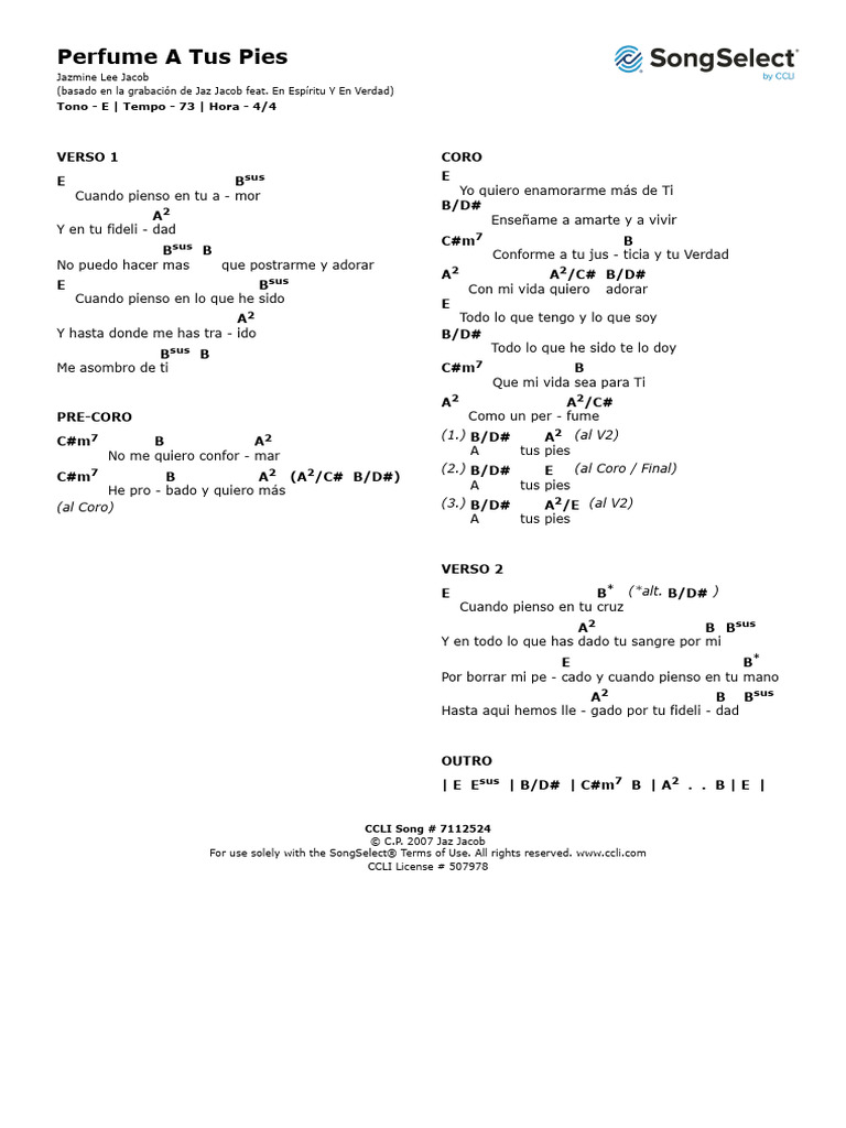 Perfume A Tus Pies-chords-E | PDF
