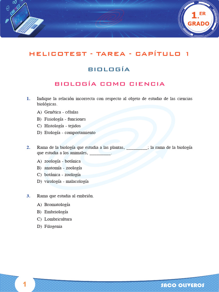 8 Biologia 1° Cap1 Preg Tarea 23 | PDF | Biología | Organismos