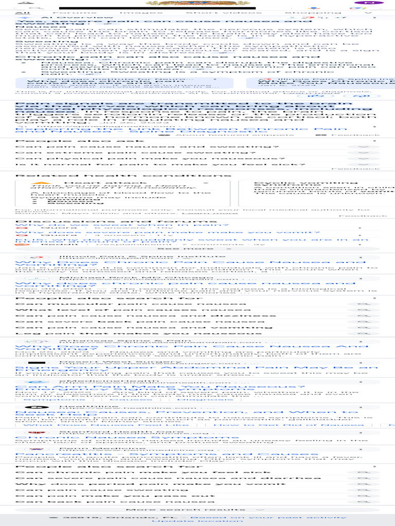 Does Severe Pain Cause Nausea and Sweating - Google Search | PDF ...