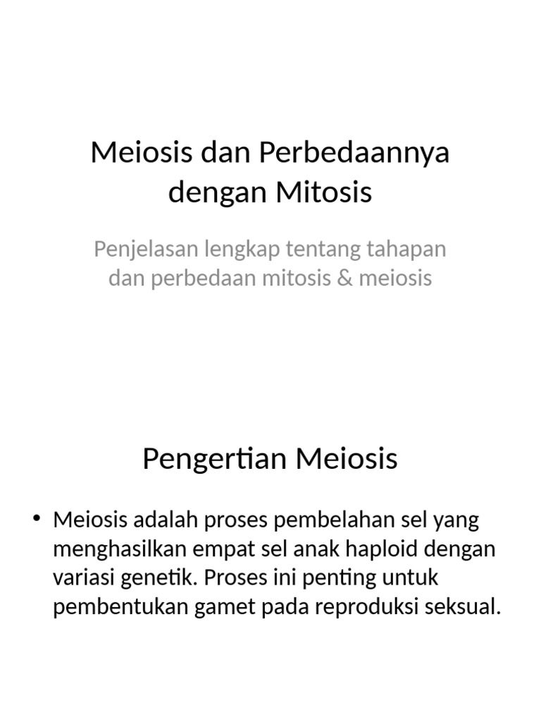 Meiosis Dan Perbedaannya Dengan Mitosis Pdf