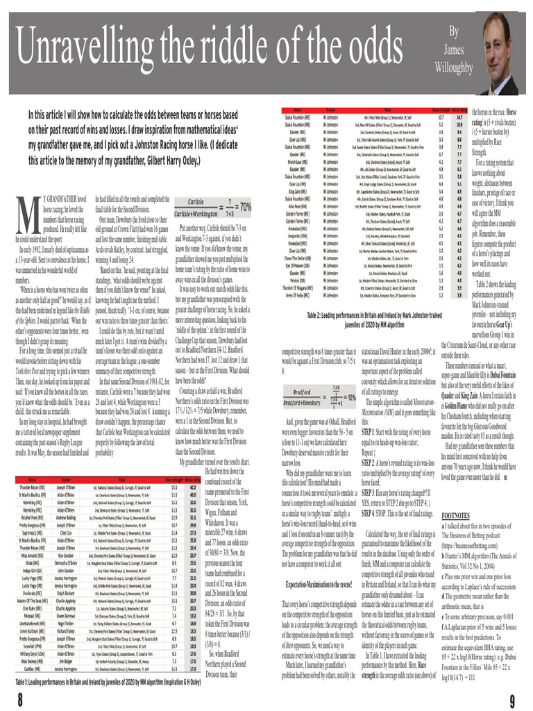 2021 03 Unravelling The Riddle of The Odds by James Willoughby | PDF ...