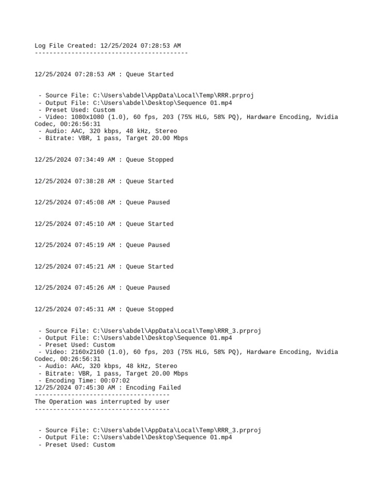 AMEEncoding Log | PDF | Codec | Film And Video Technology
