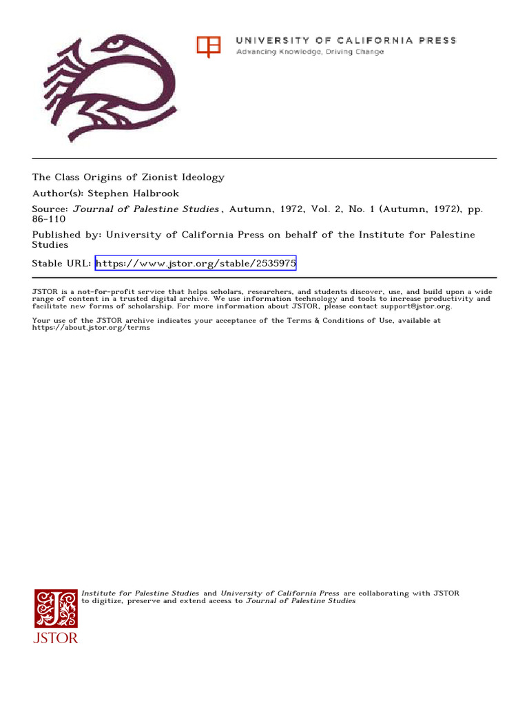 Halbrook ClassOriginsZionist 1972 | PDF | Zionism | Jews