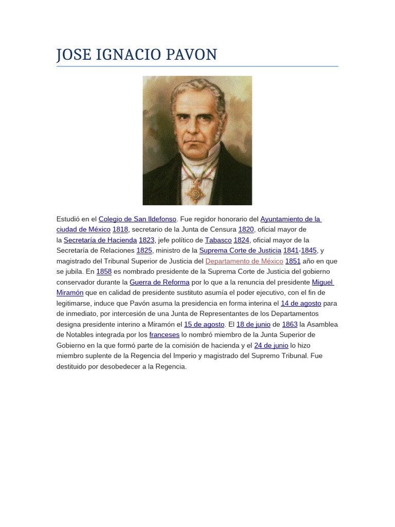Biografía de José Ignacio Pavón | PDF
