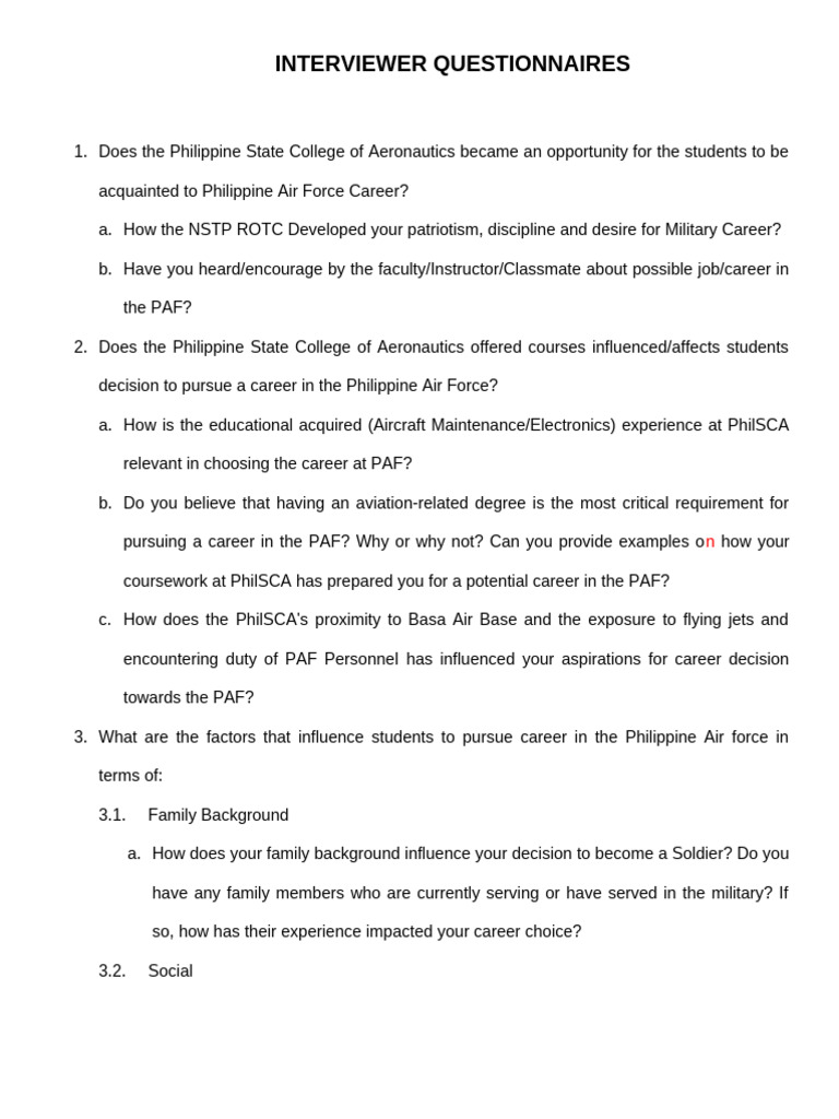 INTERVIEW-QUESTIONARE | PDF