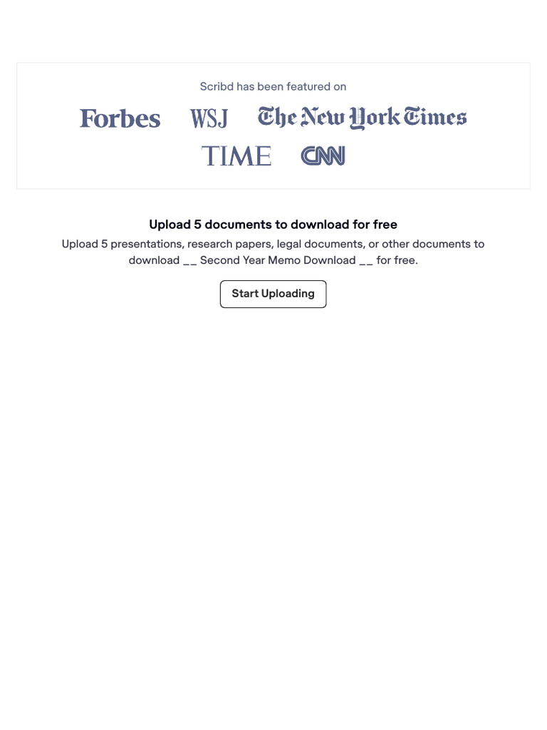 Upload 5 Documents To Download For Free: Scribd Has Been Featured On | PDF