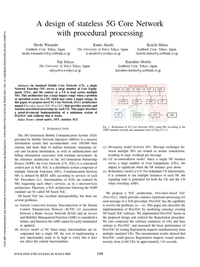 A Design of Stateless 5G Core Network | PDF | Virtual Machine | Computing