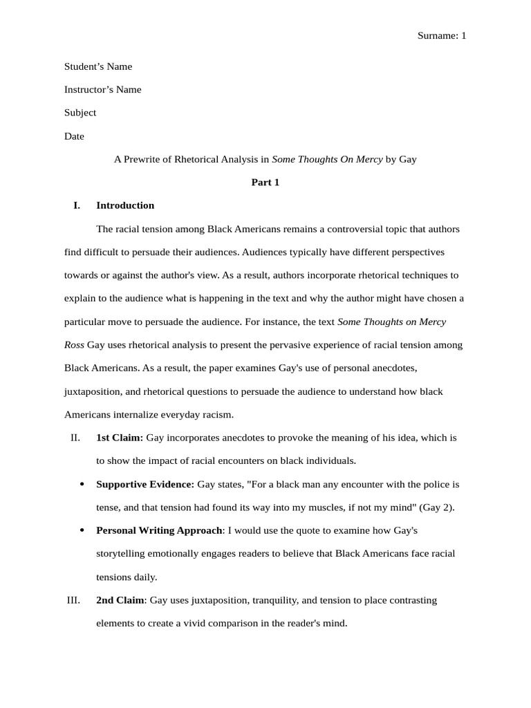 Rhetorical Analysis of Gay's Mercy Essay | PDF | Homosexuality | Thought