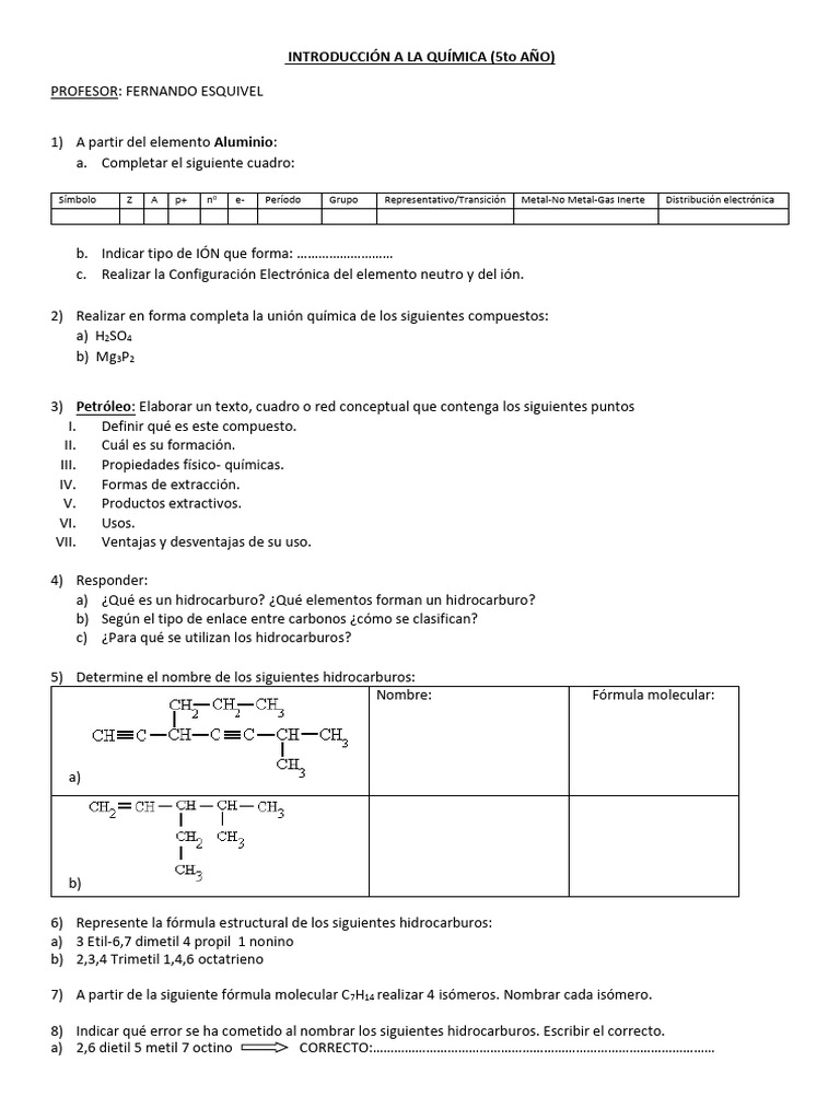 Introd A La Quim. 5° Año | PDF