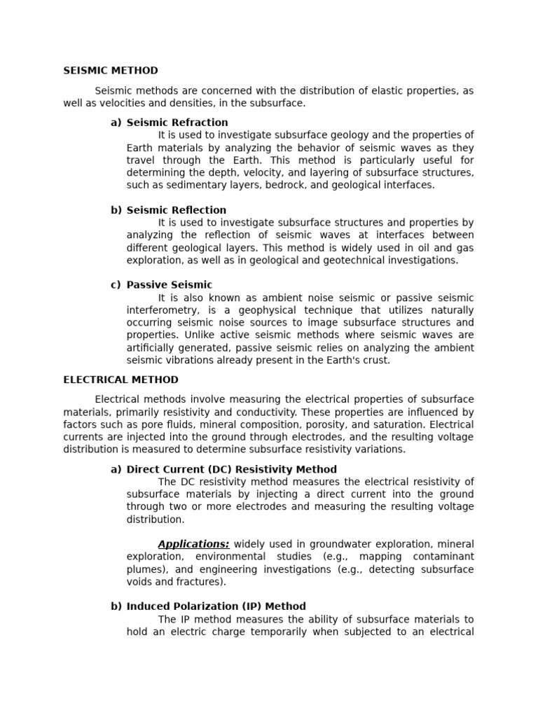 SEISMIC AND ELECTRICAL METHOD | PDF | Seismology | Porosity