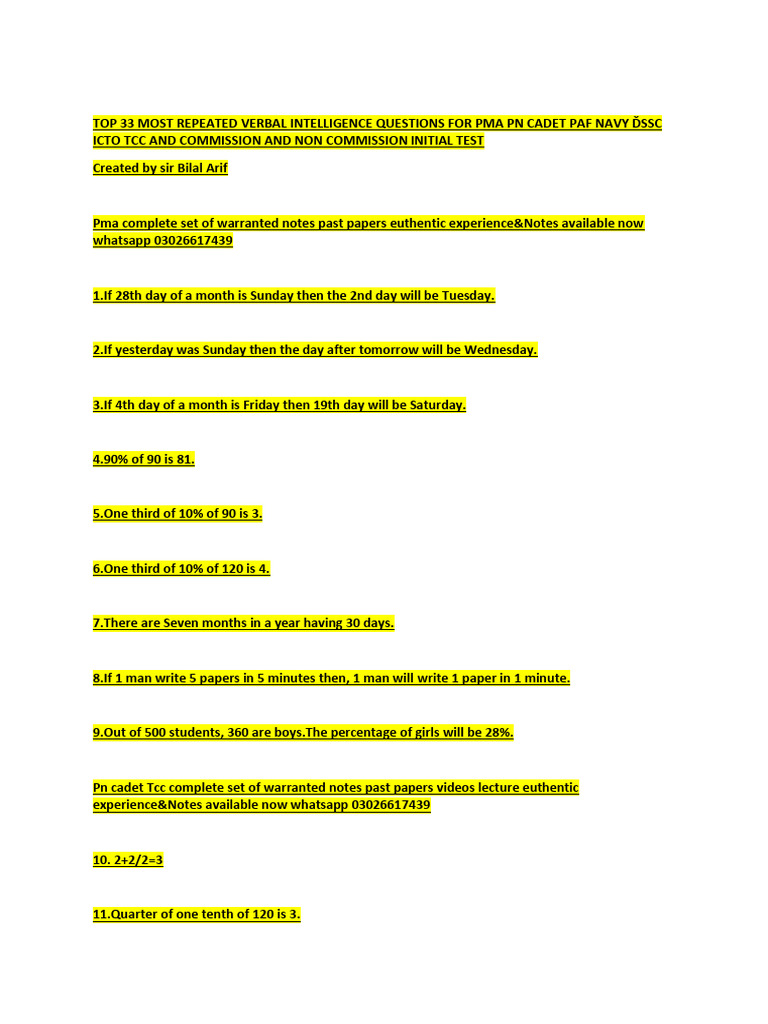 Verbal Top Repeated With Answers For Armed Forces | PDF