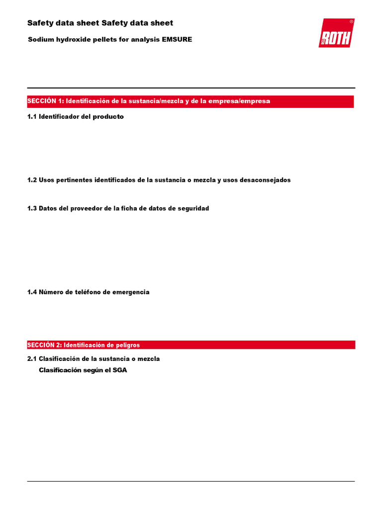 Sodium Hydroxide Emsure | PDF | Toxicidad | Hidrógeno