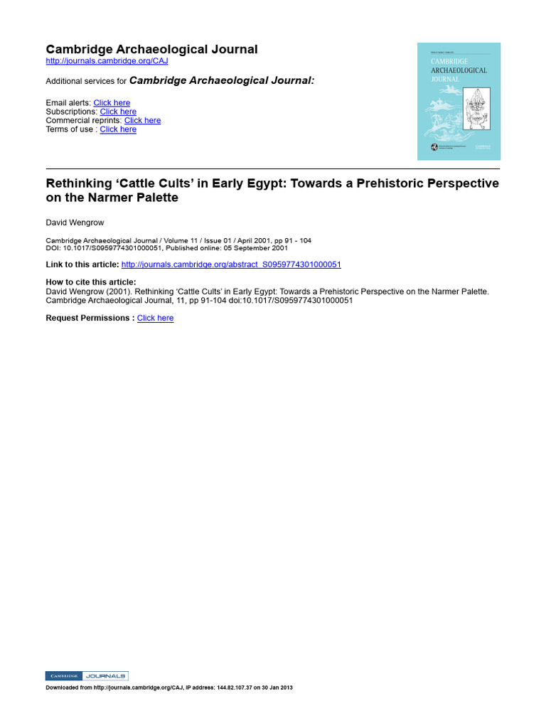 Wengrow Cattle Cult | PDF