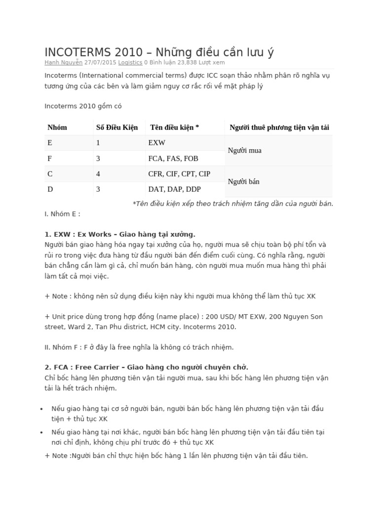 INCOTERMS 2010 | PDF