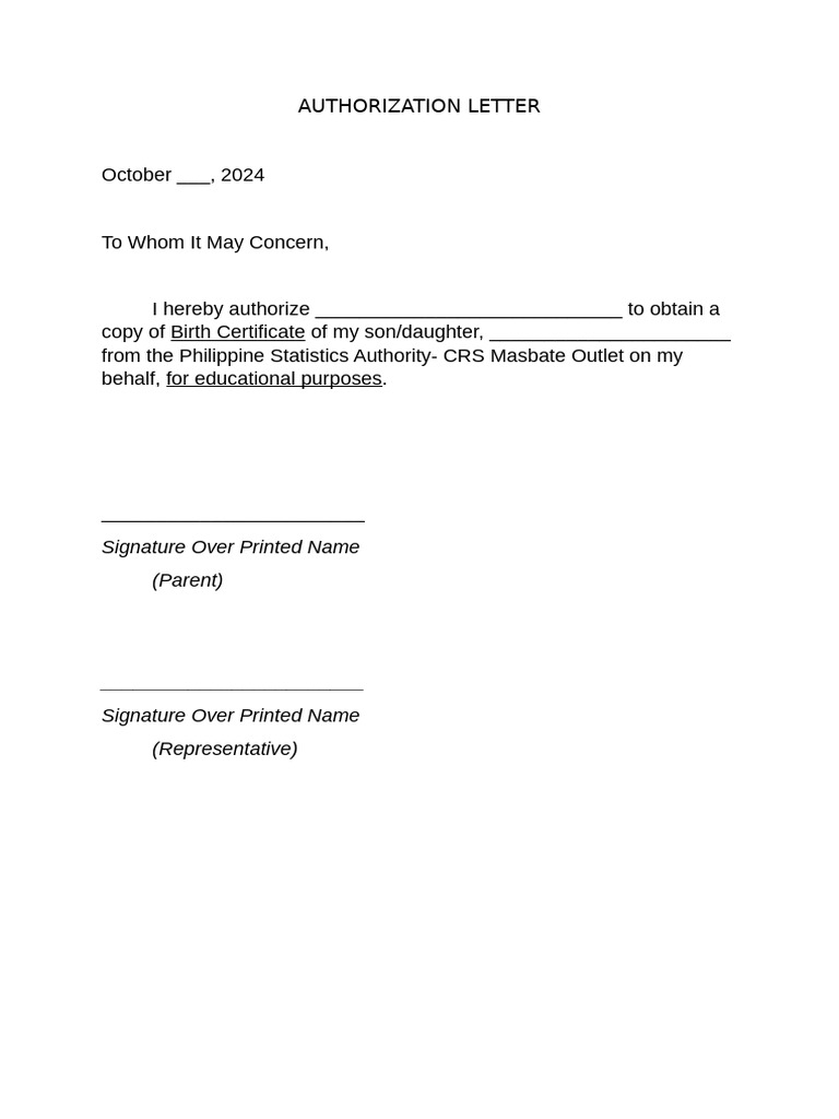Authorization Letter | PDF