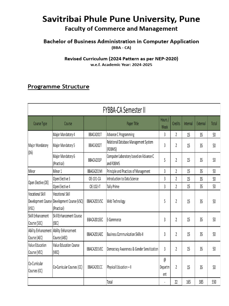 FYBBA-CA-Semester-II Syllabus | PDF
