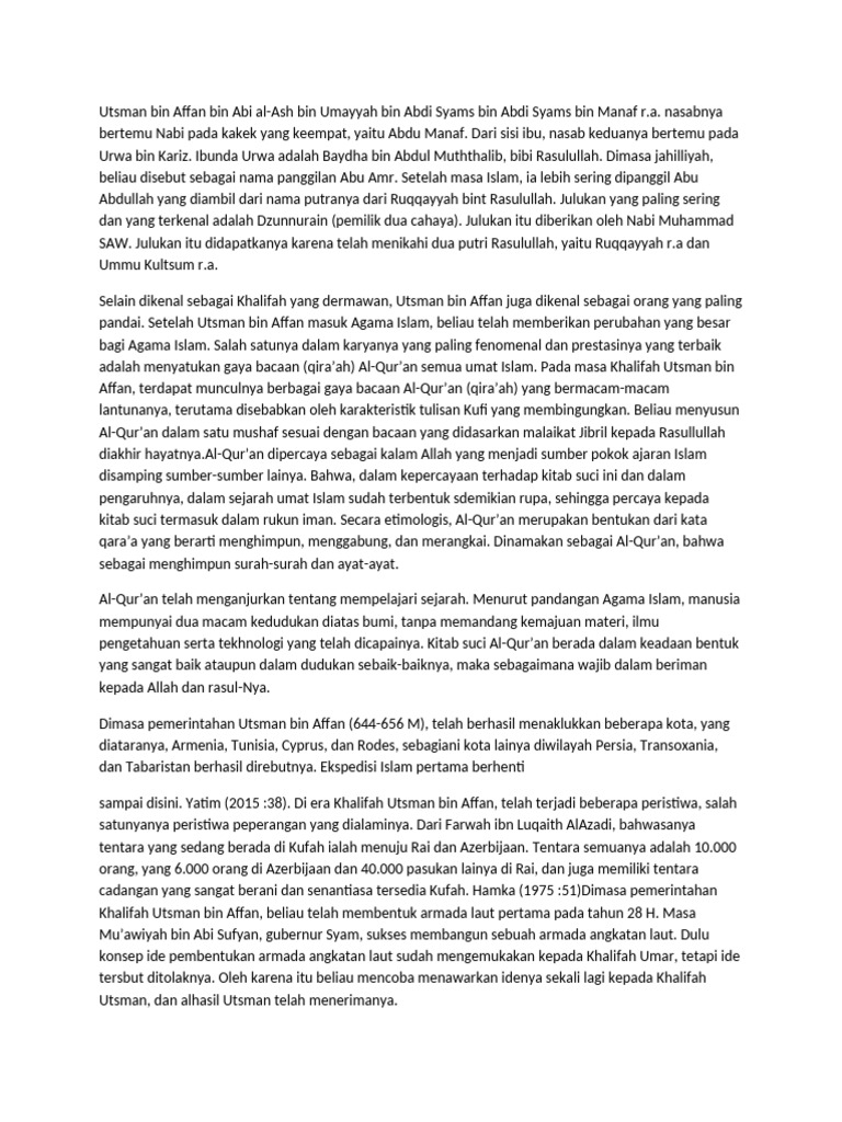 Utsman Bin Affan | PDF
