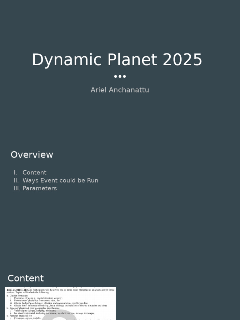 Dynamic Planet 2025: Glacier Focus Guide | PDF