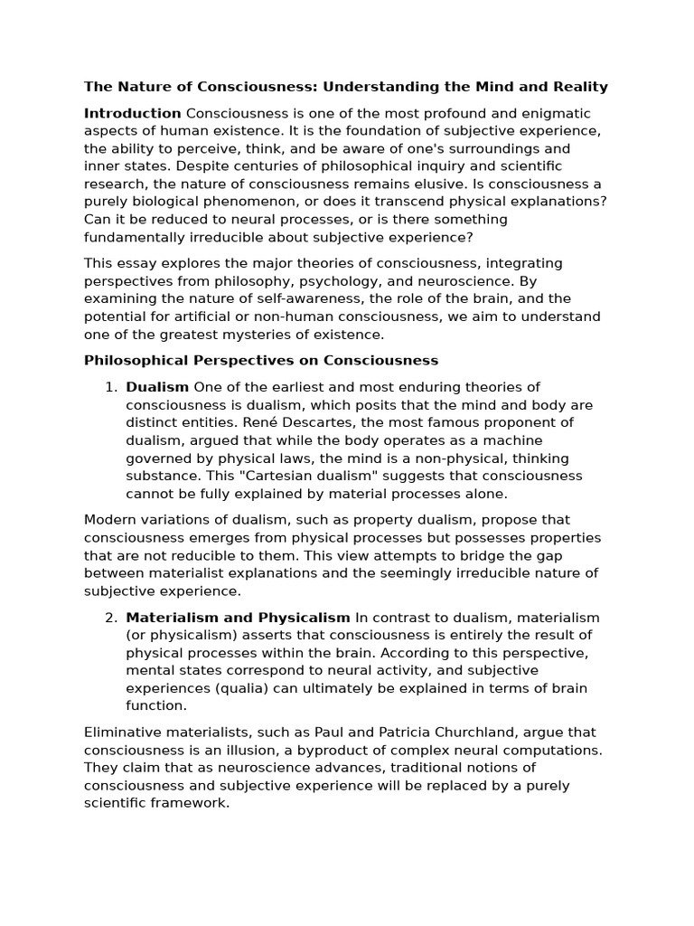 The Nature of Consciousness | PDF | Consciousness | Materialism