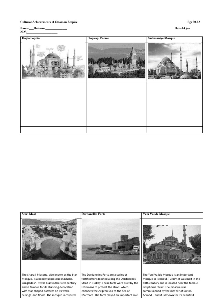 Past Papers - Cultural Achievements of Ottoman Empire | PDF