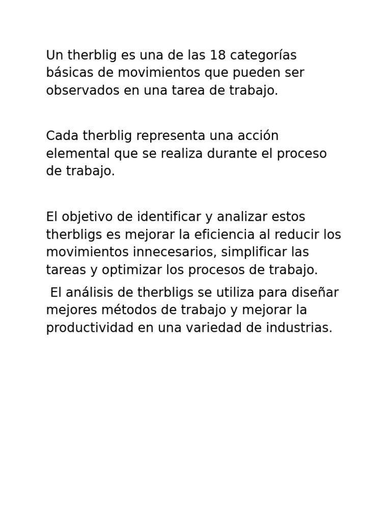 Un Therblig Es Una de Las 18 Categorías Básicas de Movimientos Que ...