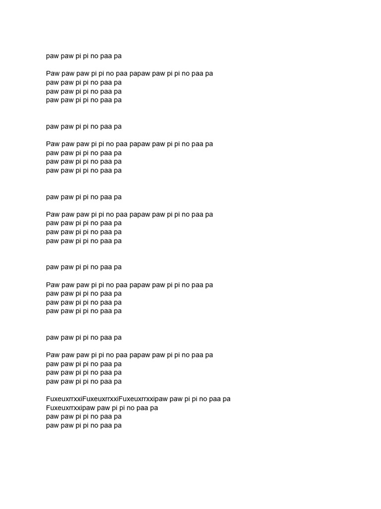 Paw Paw Pi Pi Chant | PDF