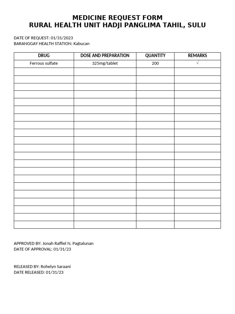 Medicine Request Form | PDF