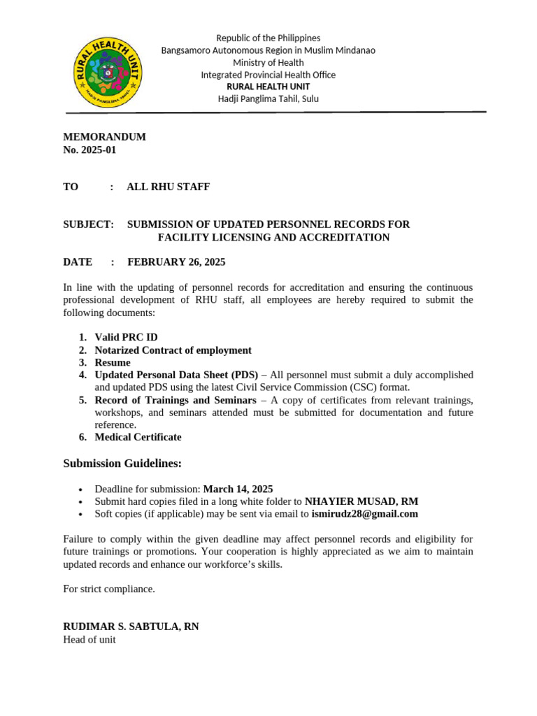 RHU Memo_2025-01 | PDF