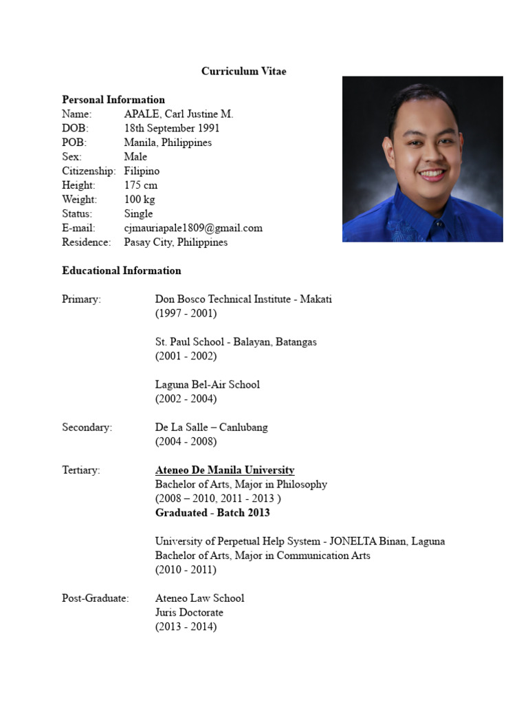 Apale, Carl Justine - Resume | PDF