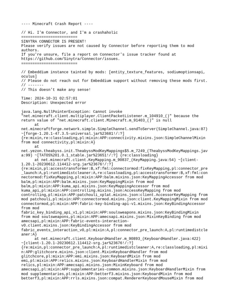 Minecraft Crash Report: Connector Issue | PDF | Computer Architecture | Computing