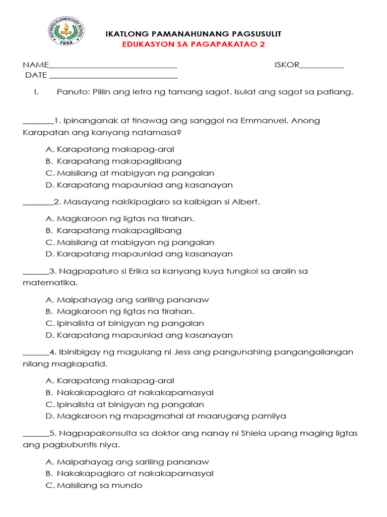 PT Esp-2 Q3 Final | PDF