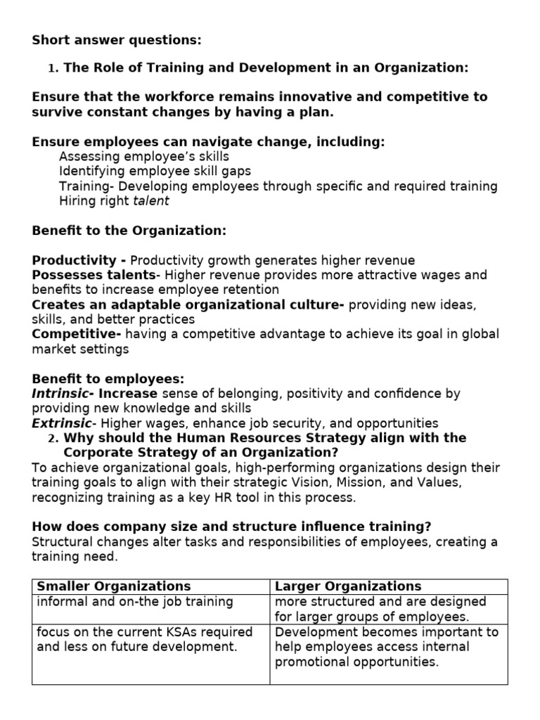 Strategic Training and Development Test 1 | PDF | Learning | Learning ...